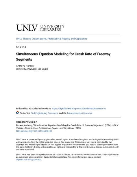 Pdf Simultaneous Equation Modeling For Crash Rate Of Freeway Segments