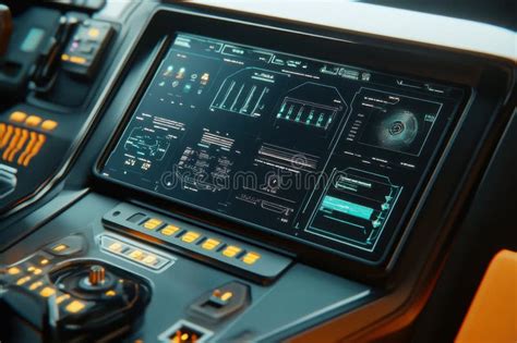 Futuristic Control Panel With Advanced Technology And Data Visualization In A Sleek Environment