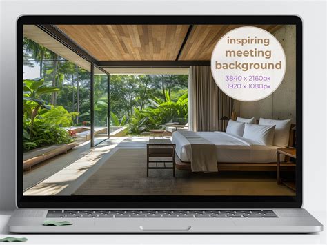 Luxurious Bedroom Zoom Background Exotic Garden View Zoom Backdrop