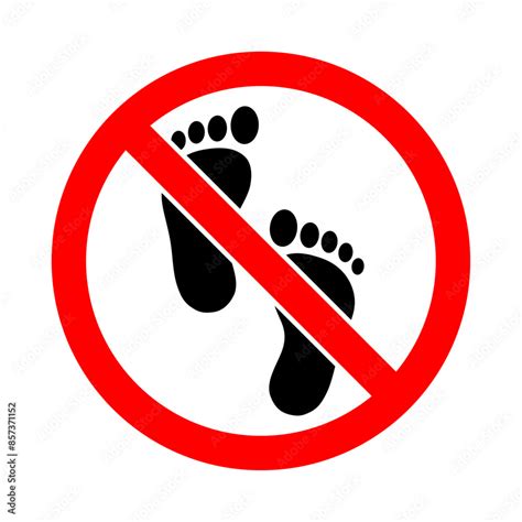 Stock Vektorgrafik „no Barefoot Ban Symbol Prohibited Footprint Sign