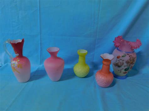 Lot 5 Satin Glass Vases