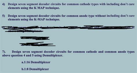 Solved Design Seven Segment Decoder Circuits For Common C