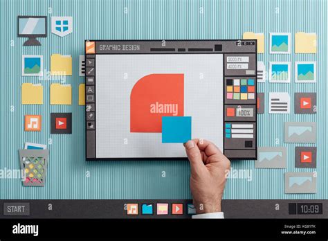 graphic design and vector illustration software interface a designer