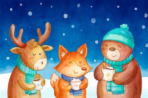 Premium Vector Watercolor Winter Season Background
