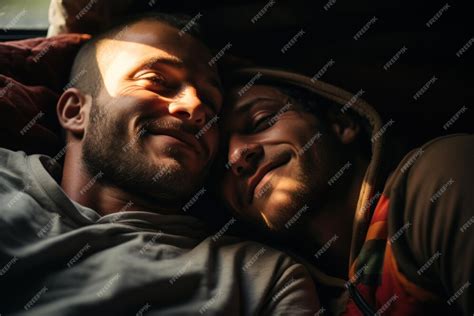 Premium Photo Happiness Gay Couple Relax On Bed For Lgbtq Concept