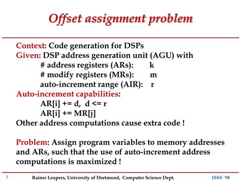 ppt a uniform optimization technique for offset assignment problems