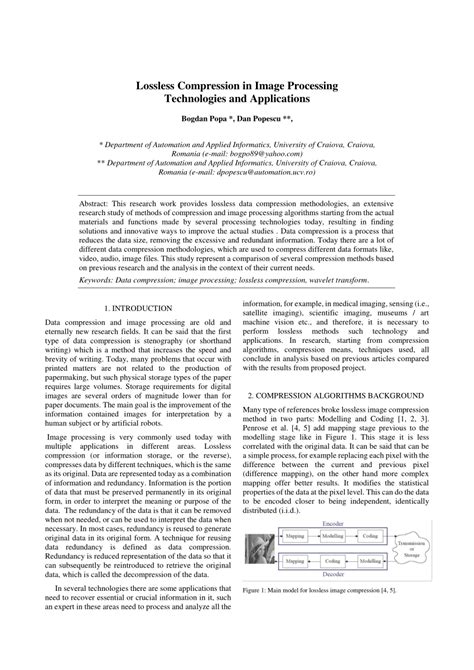 Pdf Lossless Compression In Image Processing Technologies And