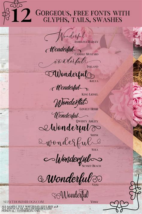 12 Free Fonts With Tails Swashes And Glyphs Beautiful Elegant Free