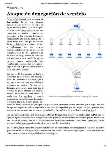 Dos Ataque De Denegación De Servicio Wikipedia La Enciclopedia Libre
