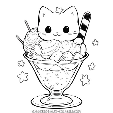 Desenho De Sorvete De Gato Para Colorir Desenho Para Colorir