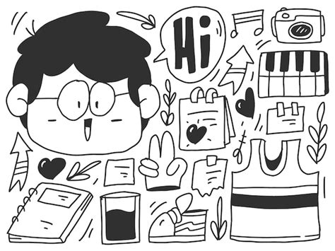 아이 낙서 만화 귀여운 디자인 프리미엄 벡터