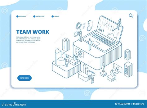 Teamwork Landing Page People Working With Diagrams Data Analysis And