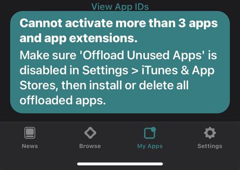 why can i only have 3 app id s offload unused apps is off in my