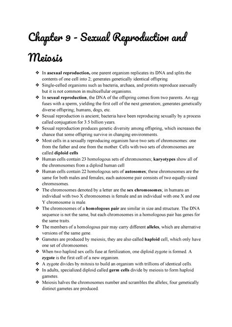 Chapter 9 Sexual Reproduction And Meiosis Chapte 9 Sexua Reproductio An Meisi In Asexual