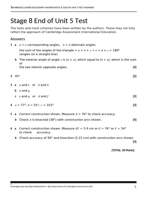 end of unit 5 test answers pdf