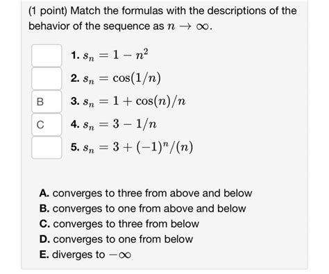 solved 1 point match the formulas with the descriptions of