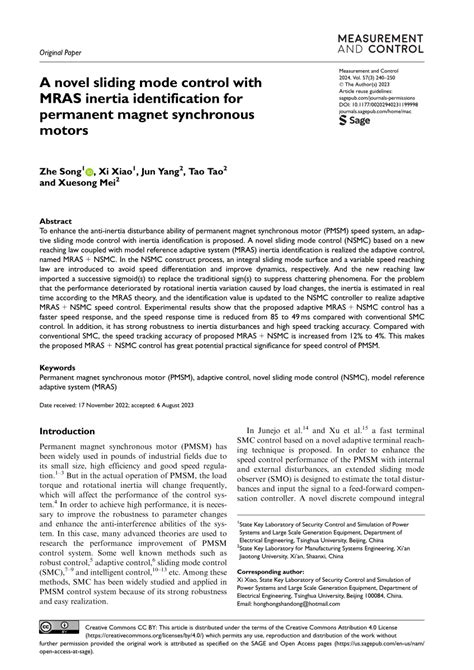 pdf a novel sliding mode control with mras inertia identification for