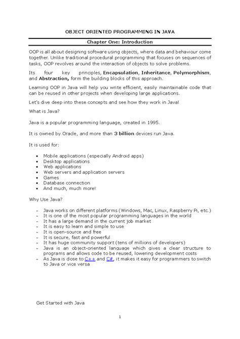 Oop In Java Jan April 2025 Object Oriented Programming In Java