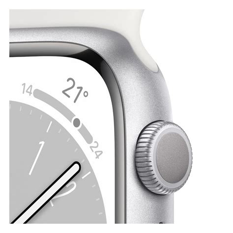 Apple Watch Series 8 Gps 45mm Silver Aluminium Case With White Sport