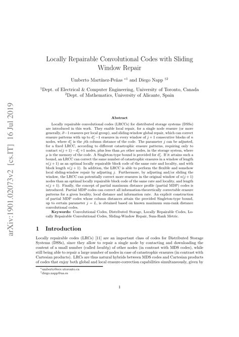 Pdf Locally Repairable Convolutional Codes With Sliding Window Repair