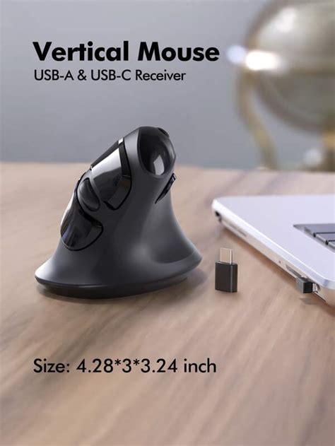USB Type C Dual Receiver Wireless Mouse Ergonomic Vertical Wireless Mouse Wireless Office