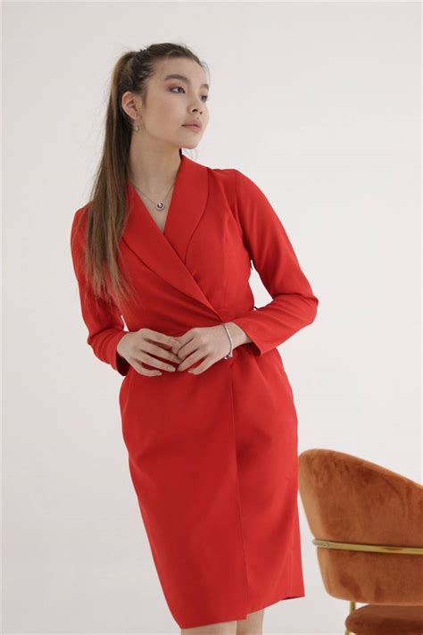 Платье в офис на вечер / Платье на запах / Платье с поясом (056 Красный ...