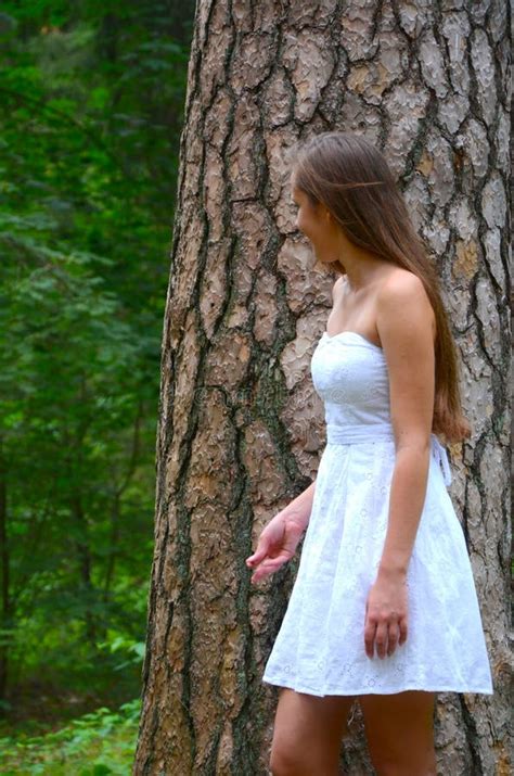 Woman Hiding Behind The Tree Stock Image Image Of Woman Nature 42481041
