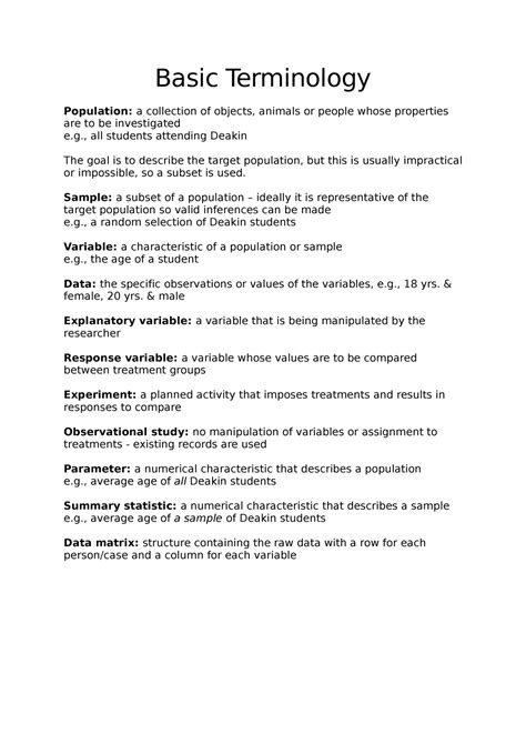 Basic Terminology Basic Terminology Population A Collection Of