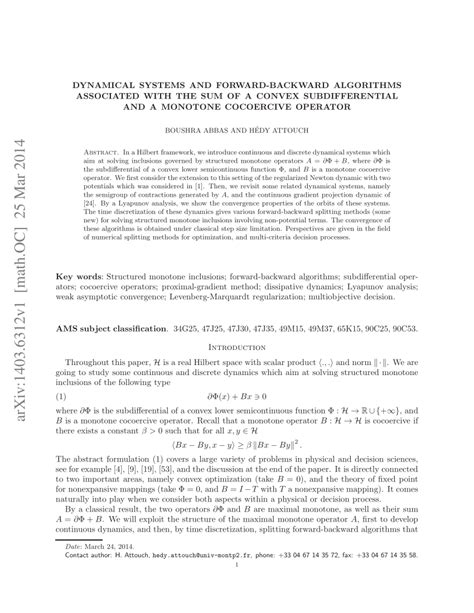 pdf dynamical systems and forward backward algorithms associated with the sum of a convex