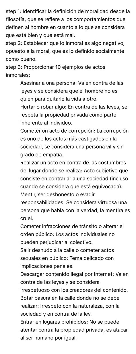 Solved 10 Ejemplos De Actos Inmorales De Los Hombres Y Por Que Others