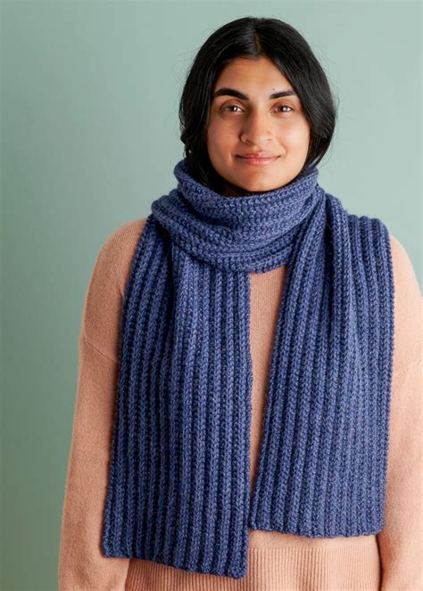 No Purl Ribbed Scarf In Yonder Free Scarf Knitting Pattern