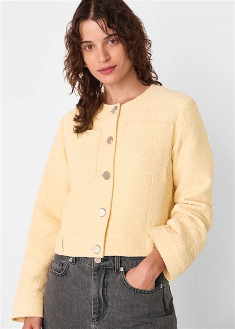 Butter Textured Collarless Jacket Whistles Whistles Us