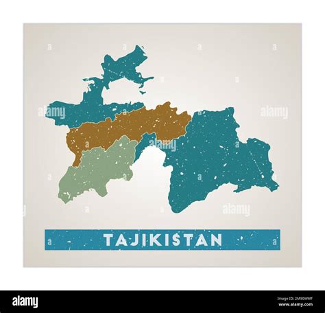 Carte Du Tadjikistan Affiche Pays Avec Régions Ancienne Texture De