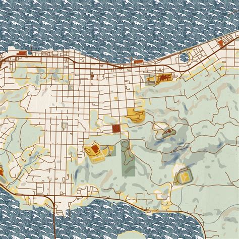 Astoria Oregon Map Print In Woodblock — Jace Maps