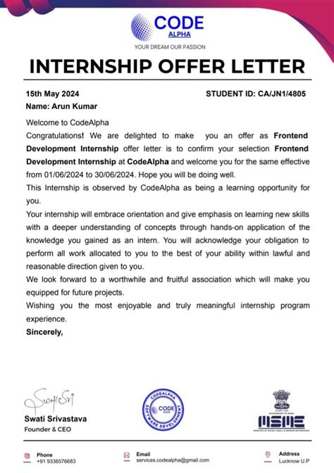 Arun Kumar On Linkedin Connection Codealpha Webdevelopment Frontenddeveloper