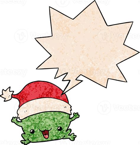 Grenouille De Noël Dessin Animé Mignon Et Bulle De Dialogue Dans Un