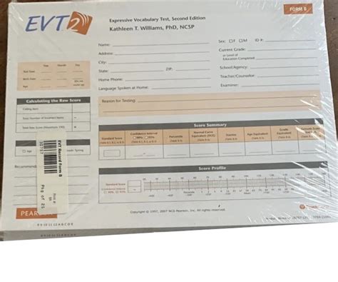 Evt 2 Record Forms Expressive Vocabulary Test 2 Msrp 73 Nip Qty25
