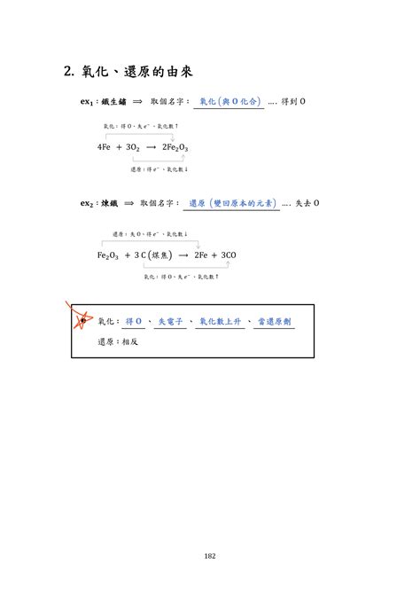 士瑋老師的教學筆記 【國八理化段考 氧化還原重點整理】 給理化班學生用的考前複習 打星號的都是重點中的重點