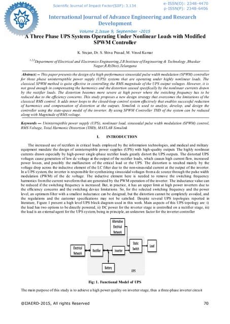a three phase ups systems operating under nonlinear loads with modified