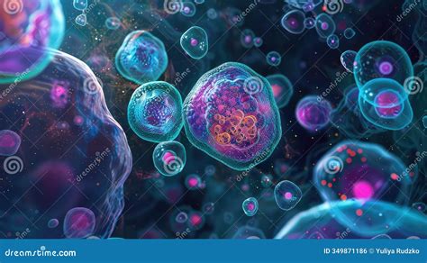 Artistic Visualization Of Cell Inner Life A Microscopic Journey Into The Intricate World Of
