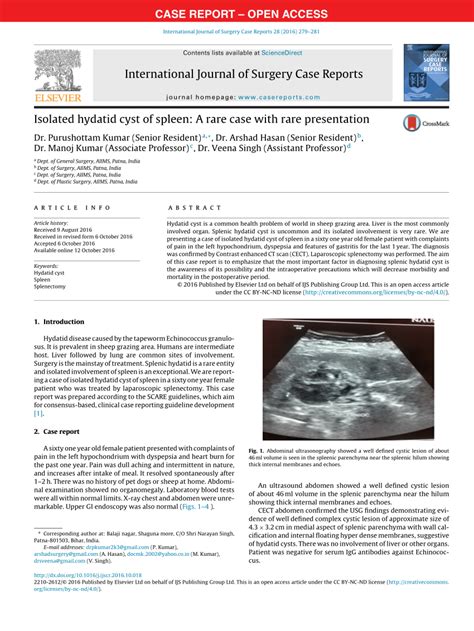 Pdf Isolated Hydatid Cyst Of Spleen A Rare Case With Rare Presentation