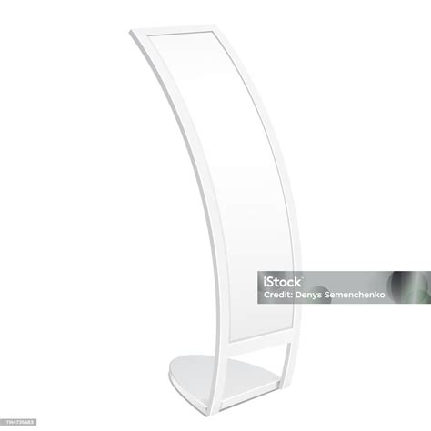 포스터 스탠드 바닥 C 자형 곡선 야외 실내 스탠드 광고 배너 쉴드 디스플레이 흰색 배경에 고립 된 그림 벡터 Eps10 0명에 대한 스톡 벡터 아트 및 기타 이미지