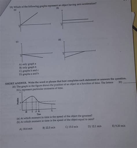 solved which of the following graphs represent an object