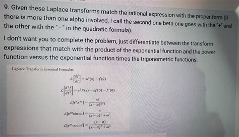 solved 9 given these laplace transforms match the rational