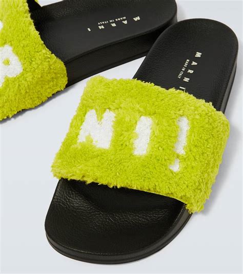 Marni Sponge Slide Sandals In Lime Green Modesens