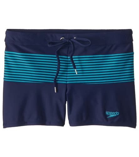 Speedo Mens Stripe Splice Square Leg Swimsuit At