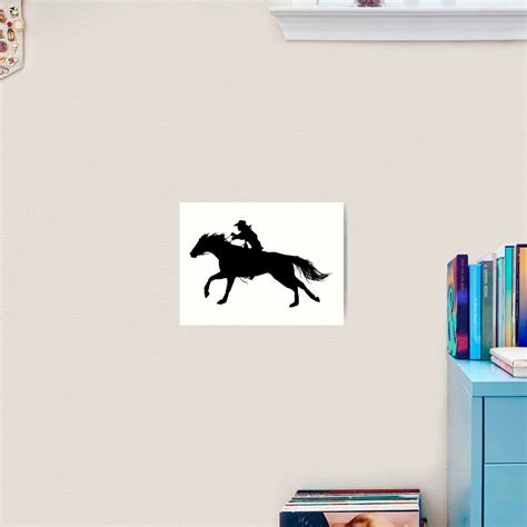 Rodeo Theme Barrel Racer Silhouette Art Print By Sandpiperdesign