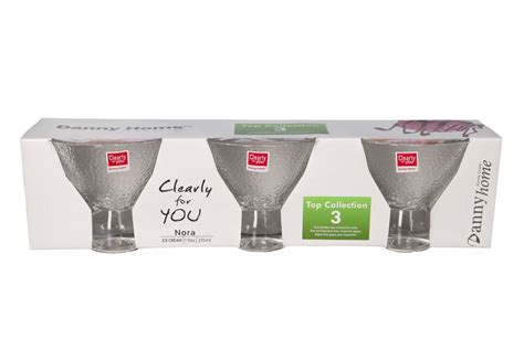 Glass Footed Dessert Bowl Set 3pcs 225ml Danny Home