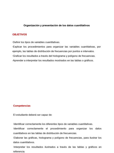 Datos Cuantitativos Pdf Histograma Estadísticas