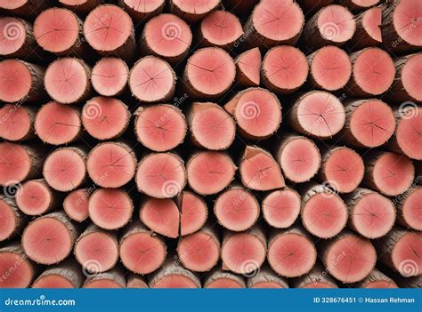 Stacked Wooden Logs On A Pink Background Stock Illustration